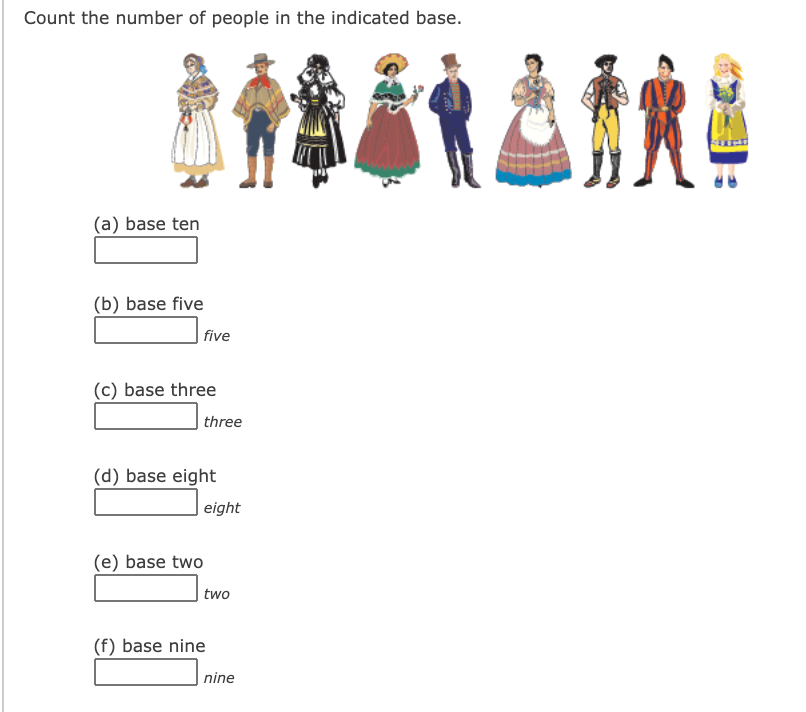 Solved Count the number of people in the indicated base. 秀我是 | Chegg.com