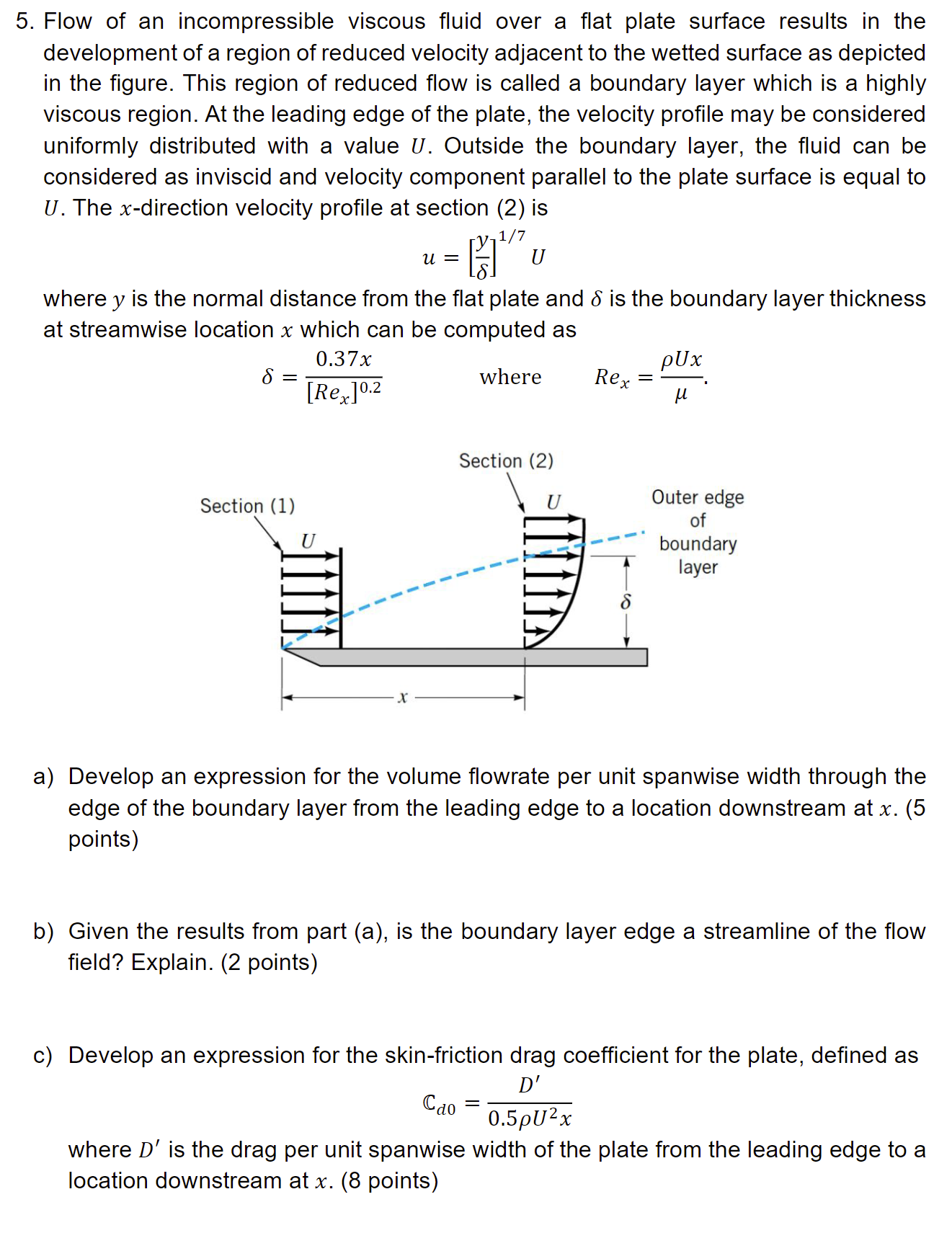 Solved 5. Flow of an incompressible viscous fluid over a | Chegg.com