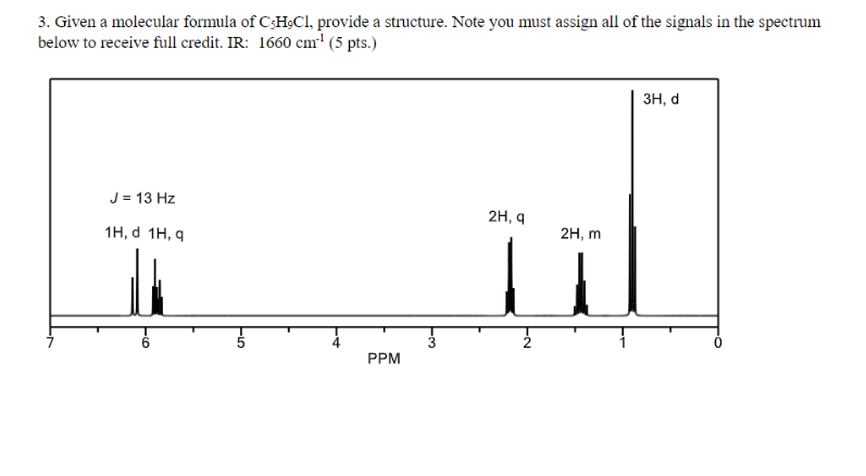 Solved 3. Given a molecular formula of C5H9Cl, provide a | Chegg.com