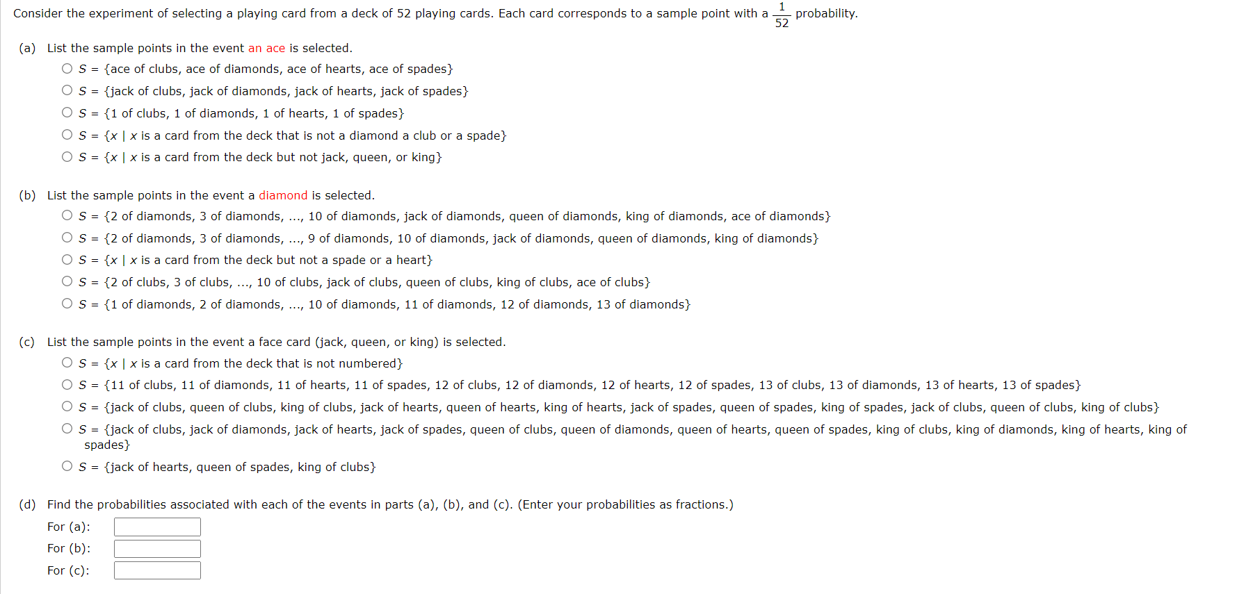 Solved Consider the experiment of selecting a playing card | Chegg.com