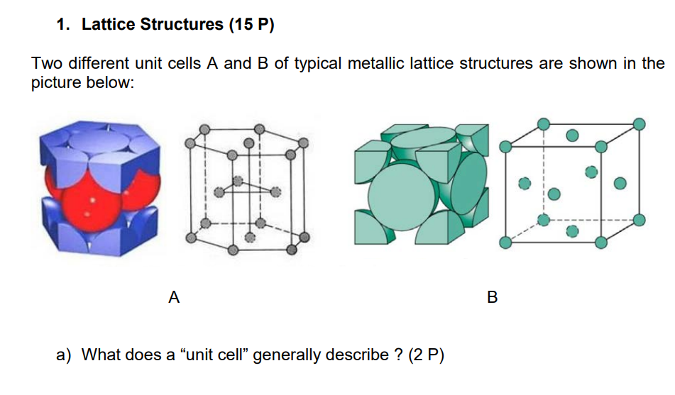 Solved Lattice Structures (15 ﻿P)Two different unit cells A | Chegg.com