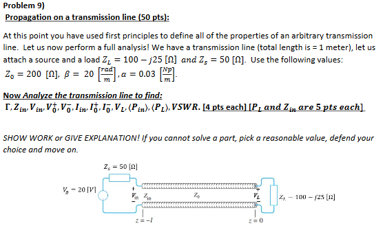 Solved Problem 9) Propagation on a transmission line (50 | Chegg.com