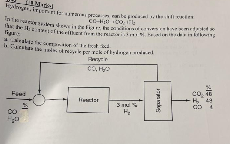 Solved H \( \quad \) ( 10 ﻿Marks) ﻿Hydrogen, important for | Chegg.com