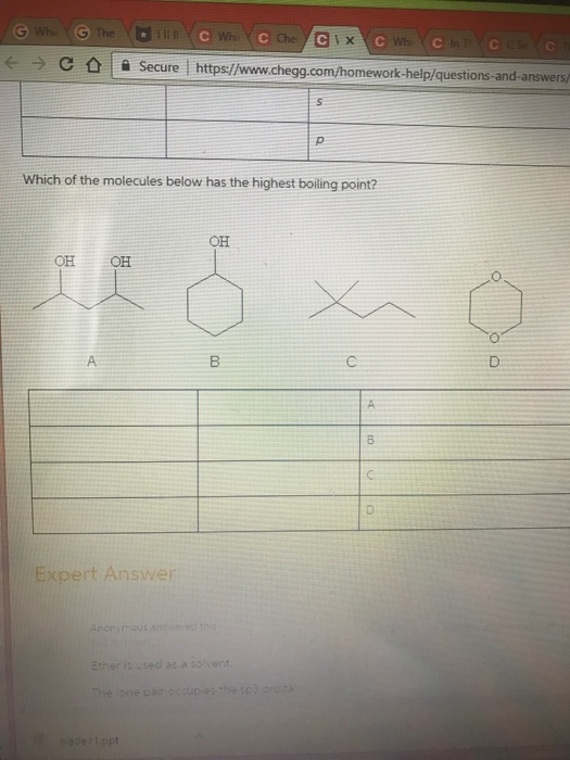 Solved Which of the molecules below has the highest boiling | Chegg.com