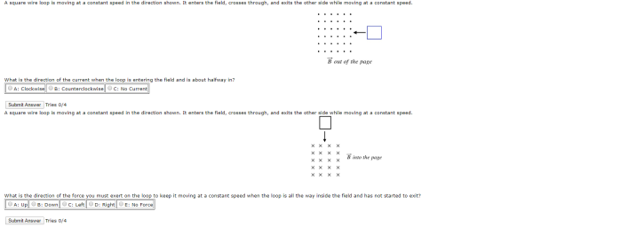 Solved A square wire loop is moving at a constant speed in | Chegg.com