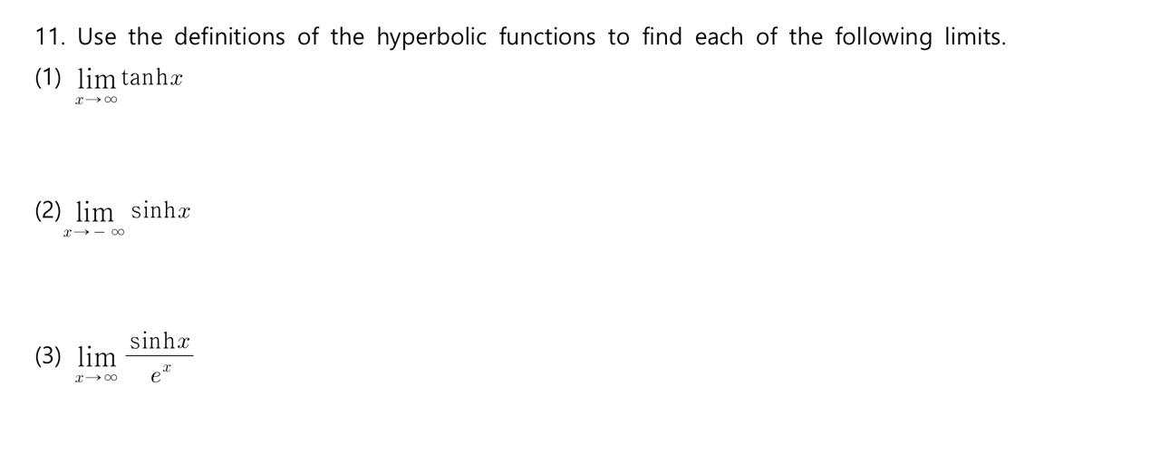 Solved 11. Use the definitions of the hyperbolic functions | Chegg.com