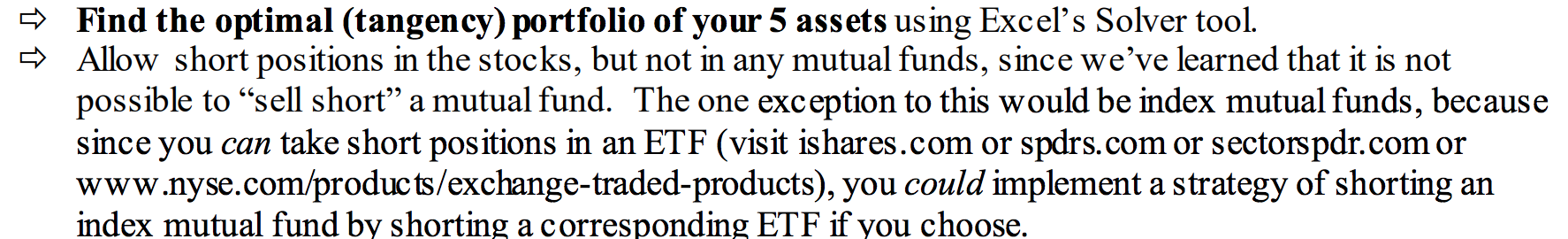 >> Find the optimal (tangency) portfolio of your 5 | Chegg.com