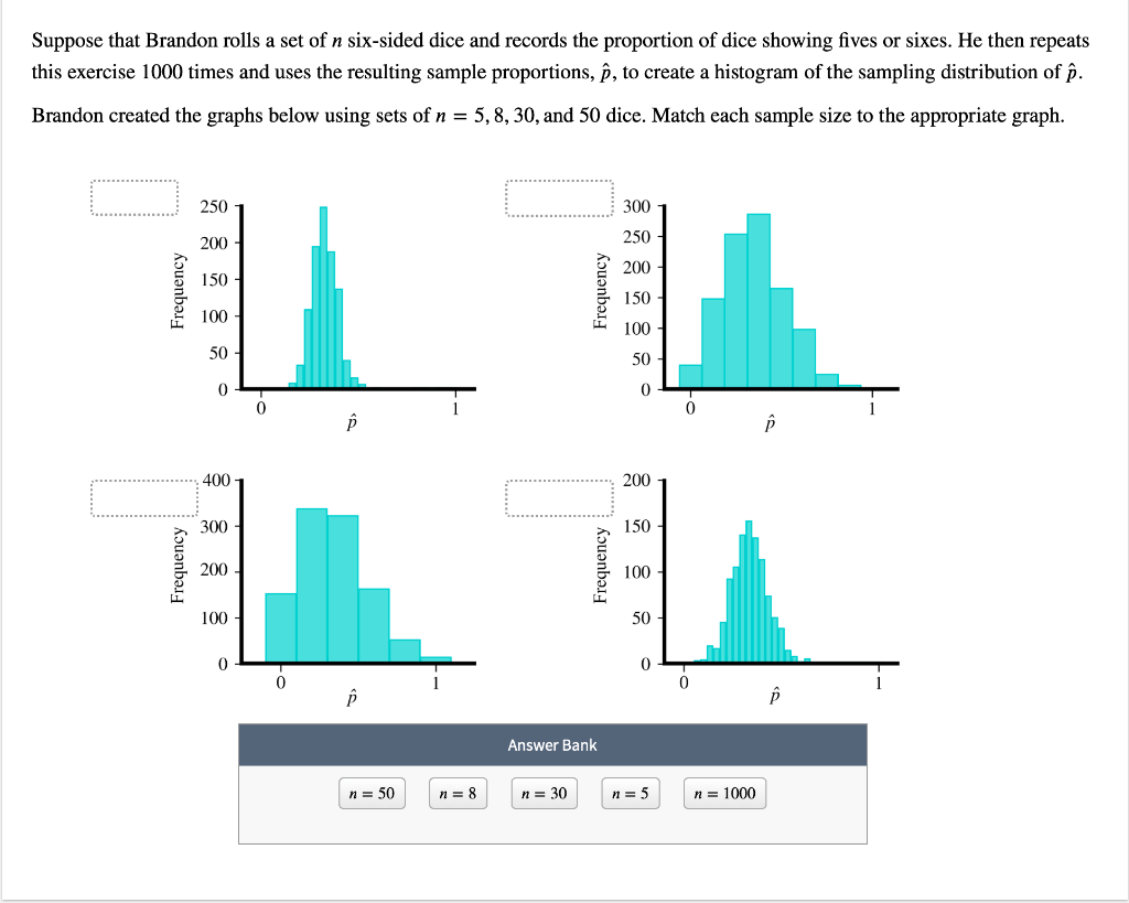 Solved Suppose that Brandon rolls a set of n six-sided dice | Chegg.com