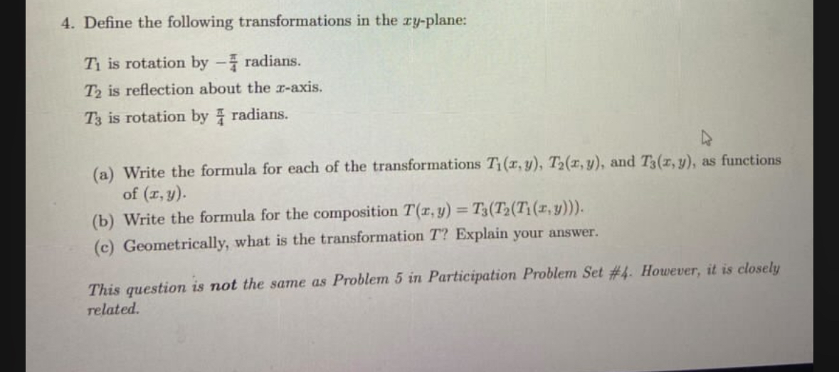 Solved Define the following transformations in the | Chegg.com