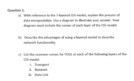Solved Question 1. a) With reference to the 7-layered OSI | Chegg.com