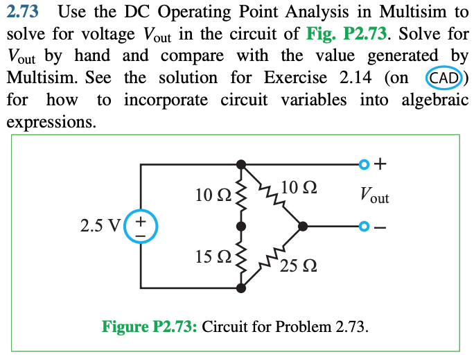 Solved 2.73 Use the DC Operating Point Analysis in Multisim | Chegg.com