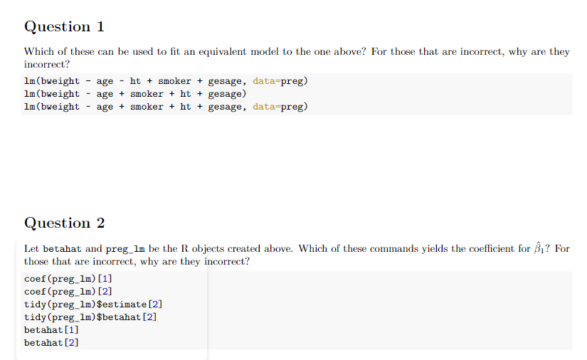 Question 1 Which of these can be used to fit an | Chegg.com