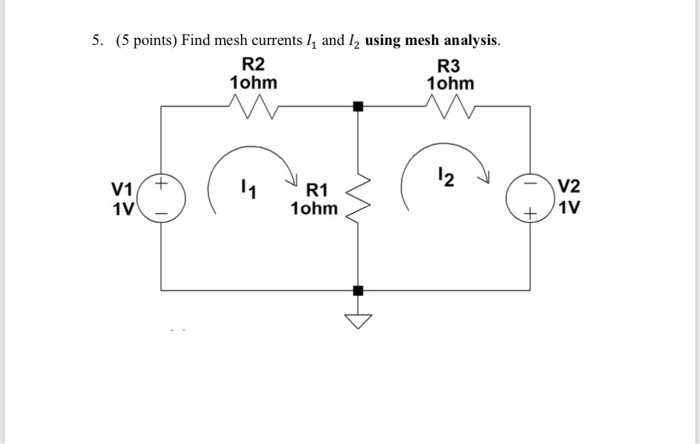 Solved 5. (5 points) Find mesh currents / and 12 using mesh | Chegg.com