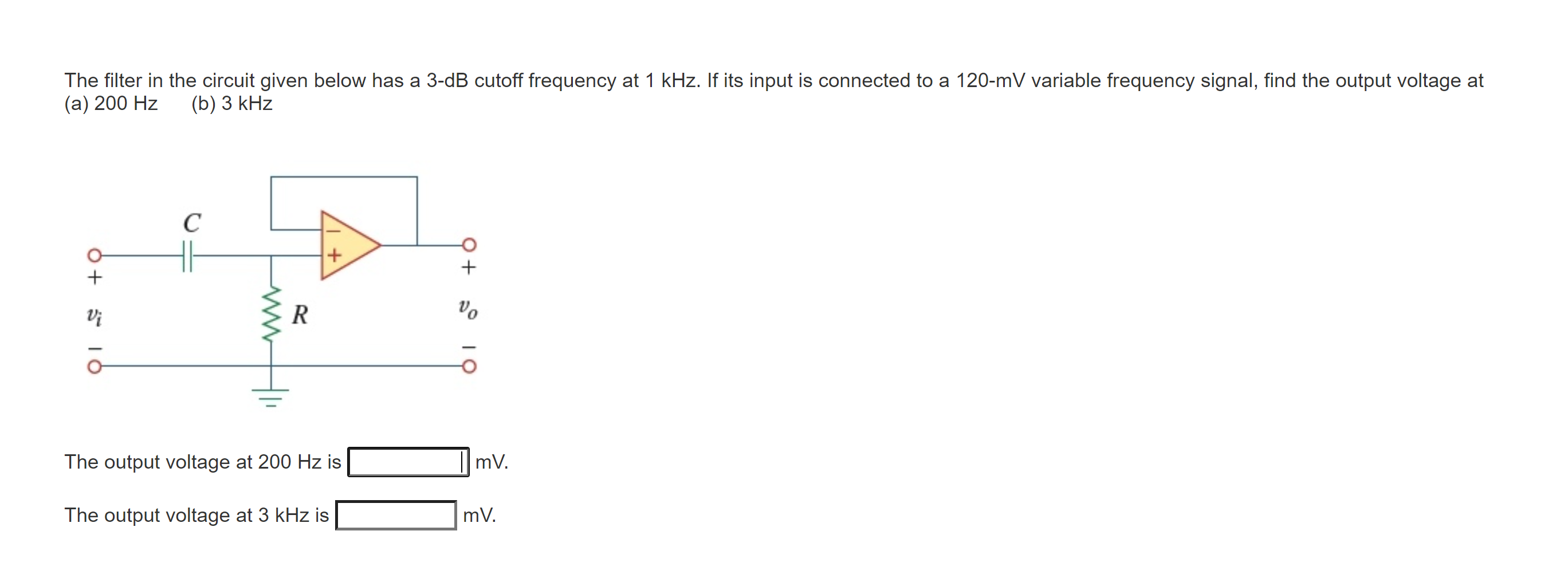 Solved The filter in the circuit given below has a 3-dB | Chegg.com