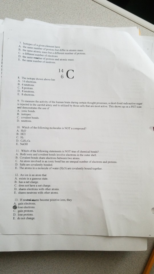 Solved Isotopes of a given element have A. the e same atomic | Chegg.com