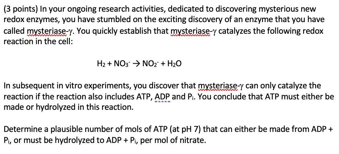 Solved Determine a plausible number of mols of ATP (at pH 7) | Chegg.com