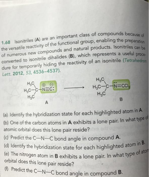 Solved Isonitriles (A) are an important class of compounds | Chegg.com