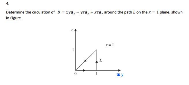 Solved Determine the circulation of B=xyax−yzay+xzaz around | Chegg.com