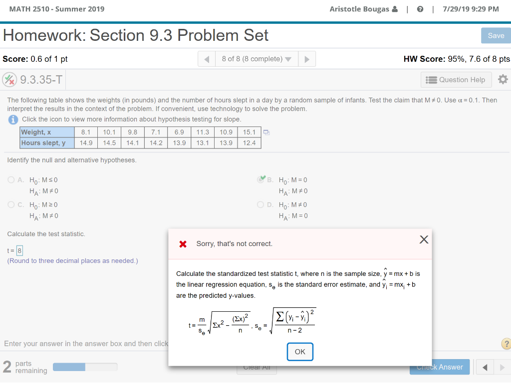 Solved Math 2510 Summer 2019 Aristotle Bougas And 72919 