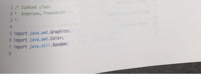 Solved 1 SubHunt class 2 Anderson, Franceschi 5 import java | Chegg.com