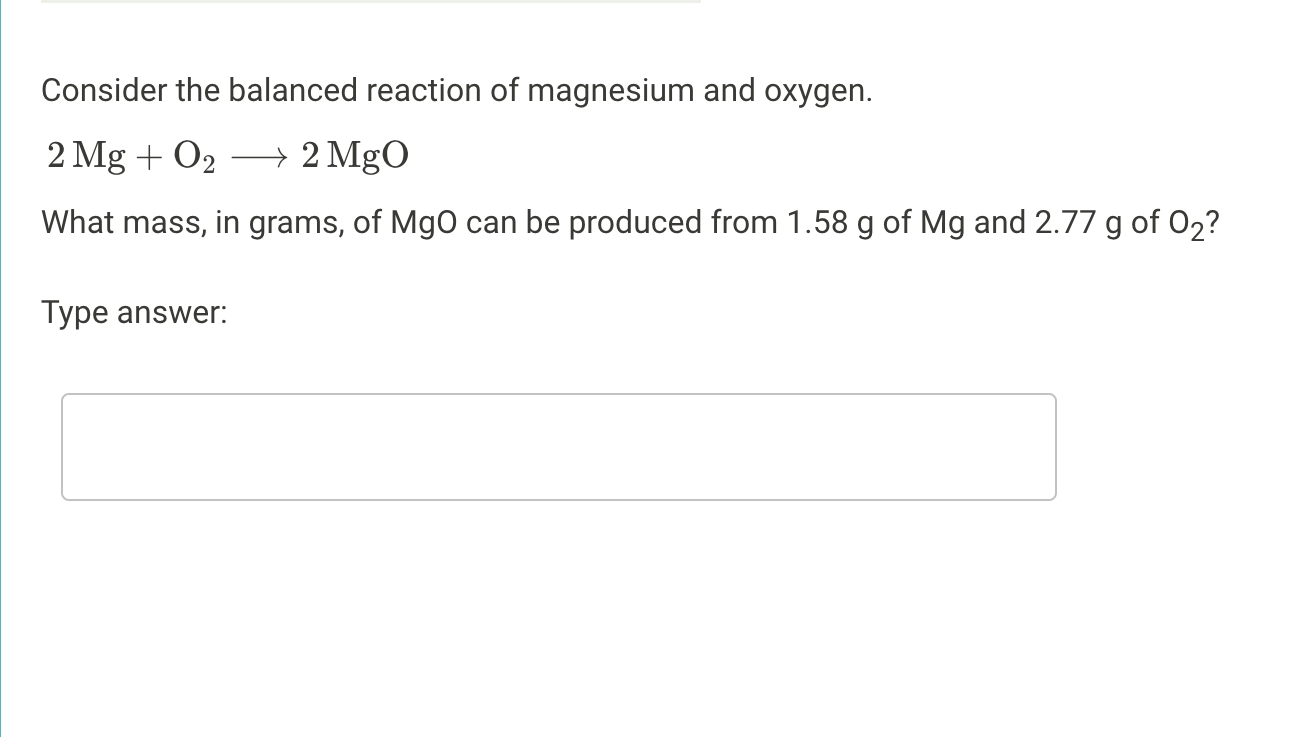 Solved Consider the balanced reaction of magnesium and | Chegg.com