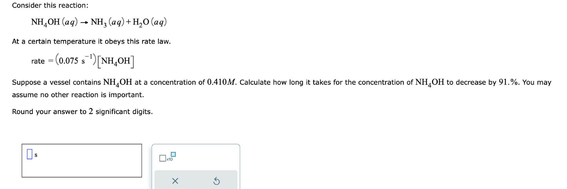 Solved Consider this reaction: NH4OH(aq)→NH3(aq)+H2O(aq) At | Chegg.com