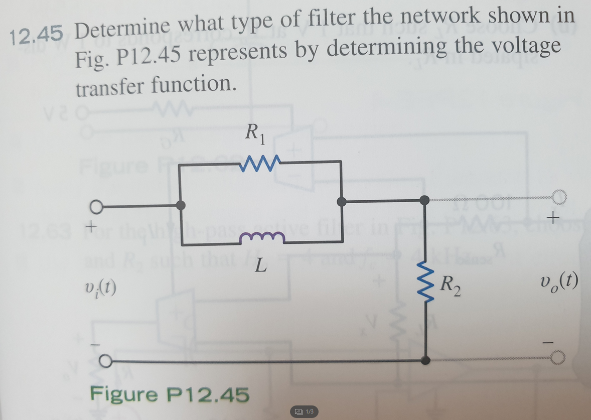 Solved 12.45 Determine what type of filter the network shown | Chegg.com