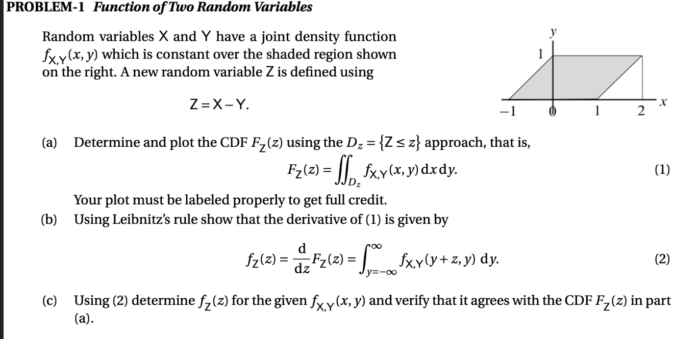 Solved PROBLEM-1 Function of Two Random Variables Random | Chegg.com