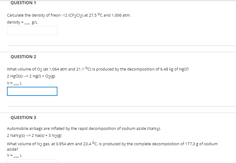 Solved QUESTION 1 Calculate the density of freon -12 | Chegg.com
