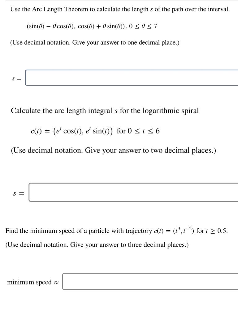 Solved Use the Arc Length Theorem to calculate the length s | Chegg.com