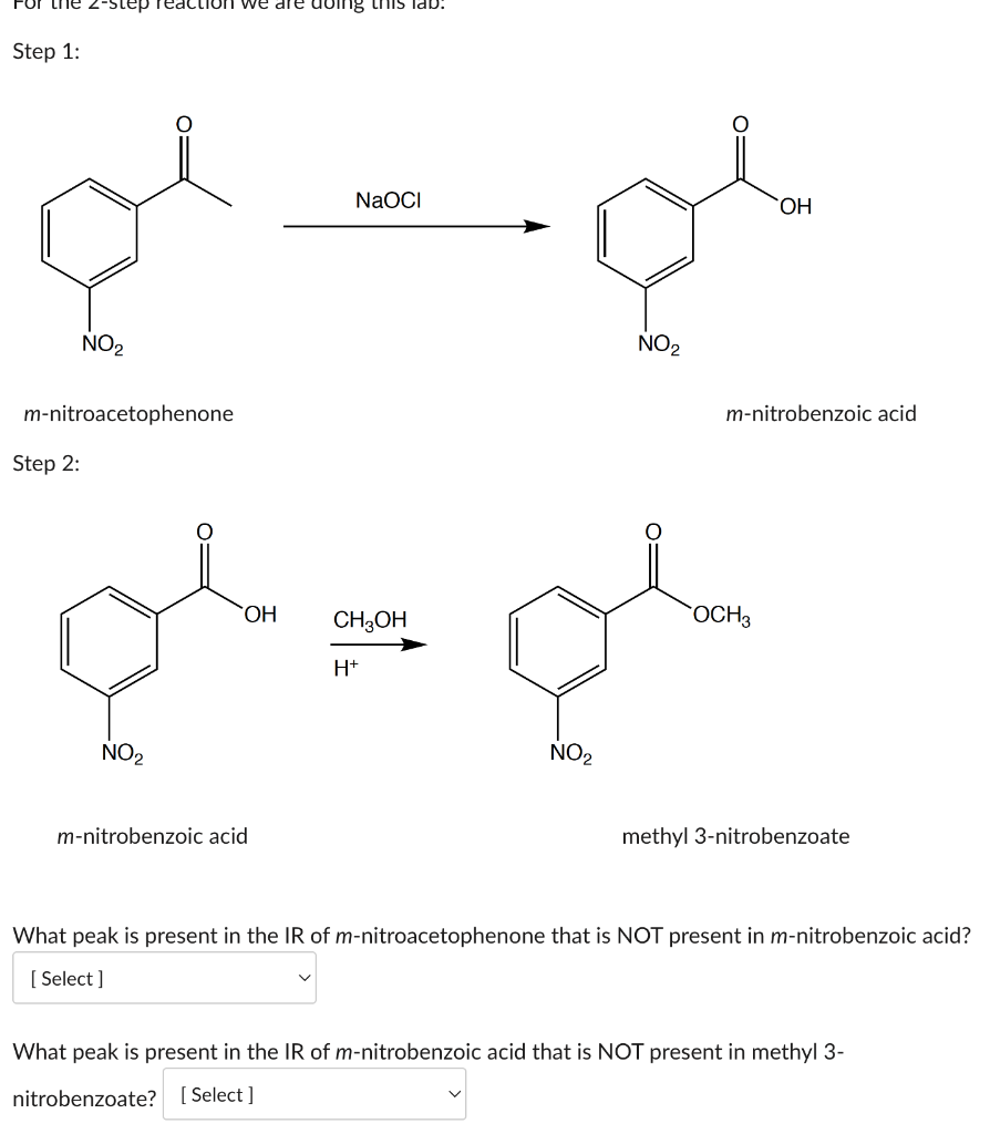 Solved Step 1: NaOCl m-nitroacetophenone m-nitrobenzoic acid | Chegg.com