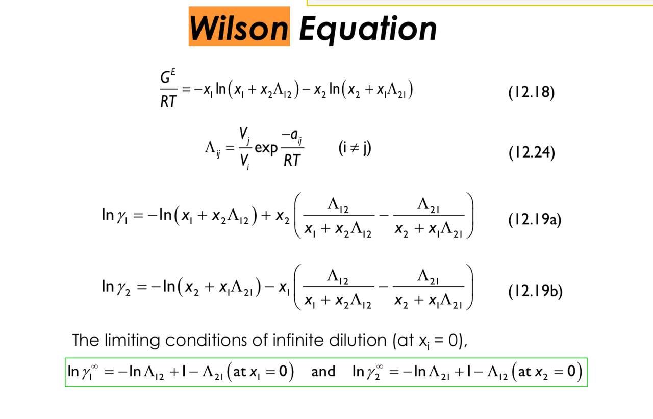Table 12.5: Parameter Values for the Wilson and NRTL | Chegg.com