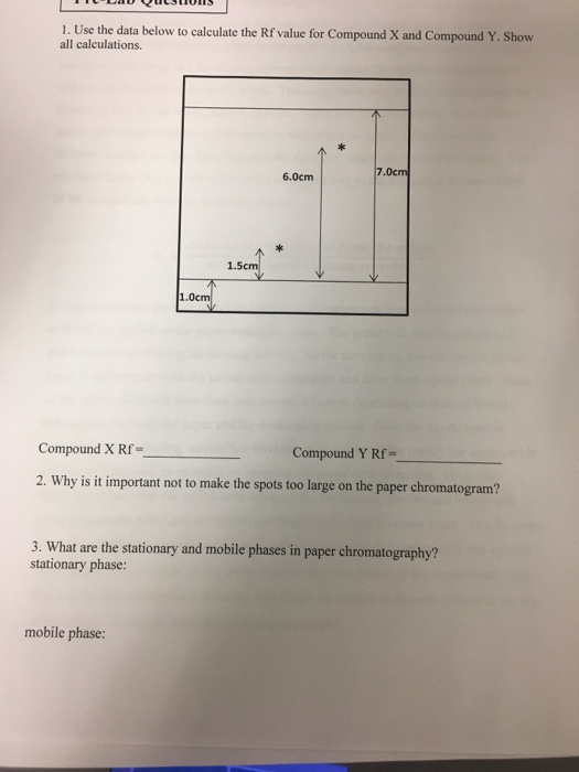 Solved 1. Use the data below to calculate the Rf value for | Chegg.com