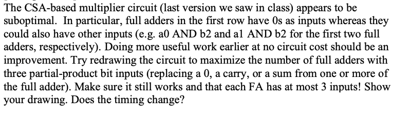 The CSA-based multiplier circuit (last version we saw | Chegg.com