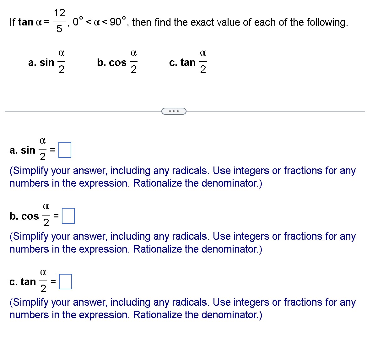 Solved If tanα=512,0∘