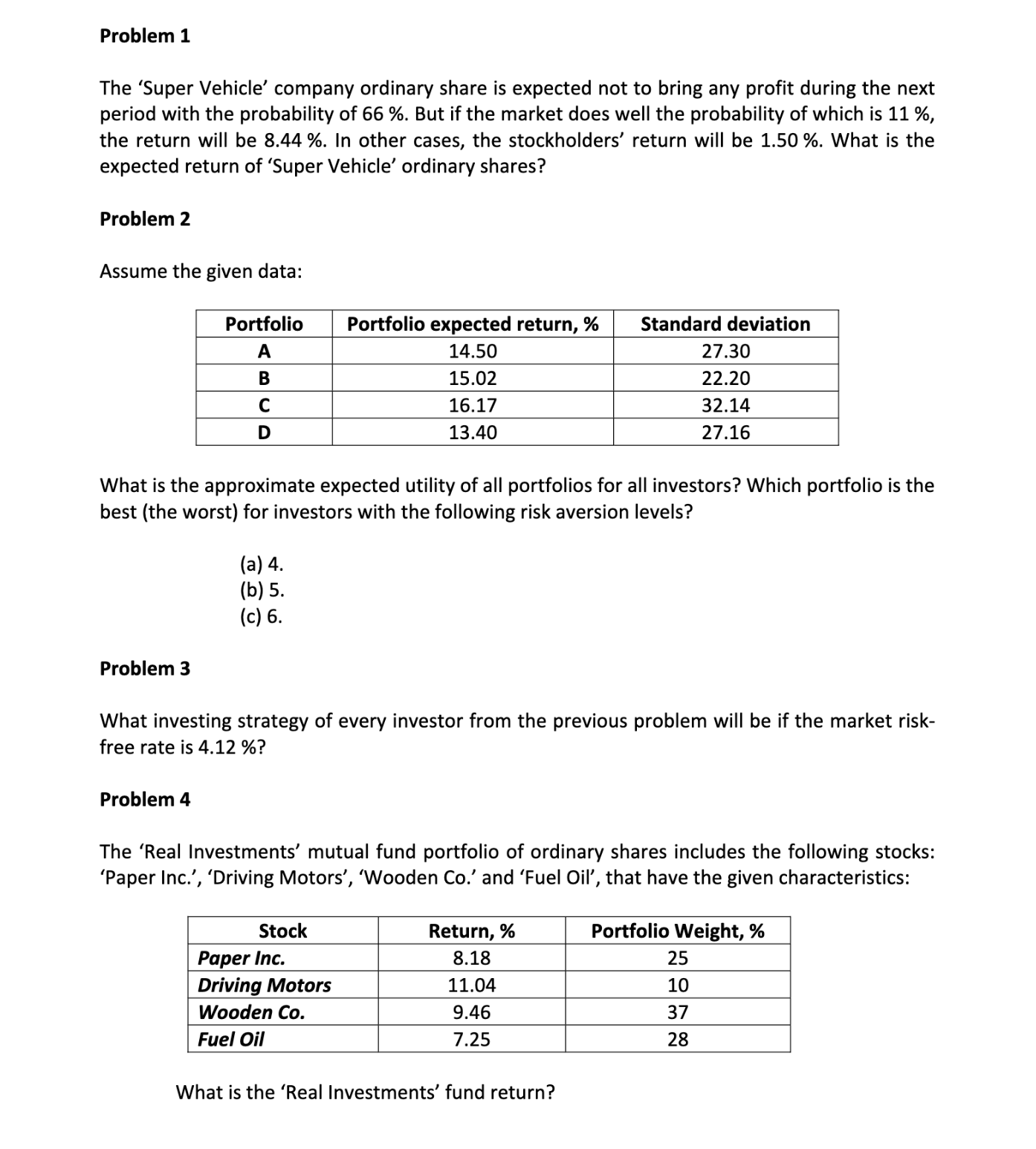 Solved Problem 1The 'Super Vehicle' company ordinary share | Chegg.com