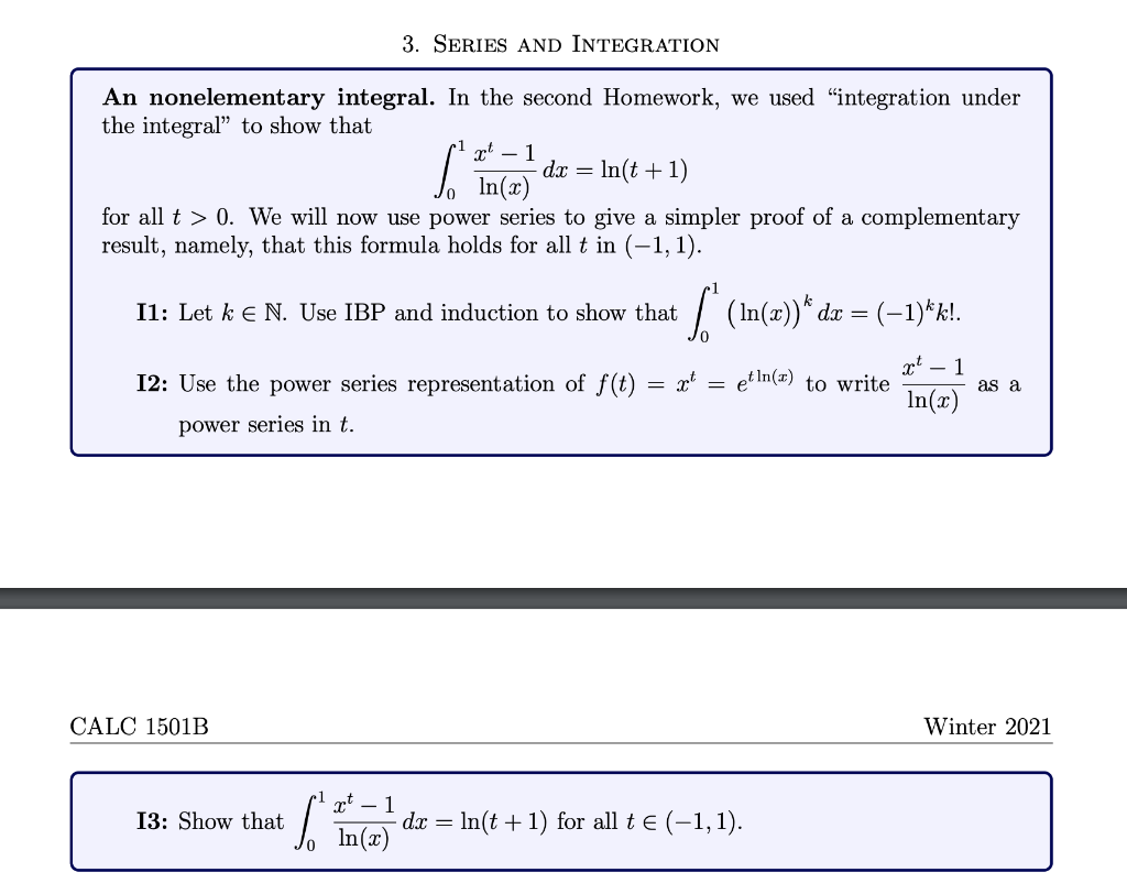 Solved 3. SERIES AND INTEGRATION An nonelementary integral. | Chegg.com