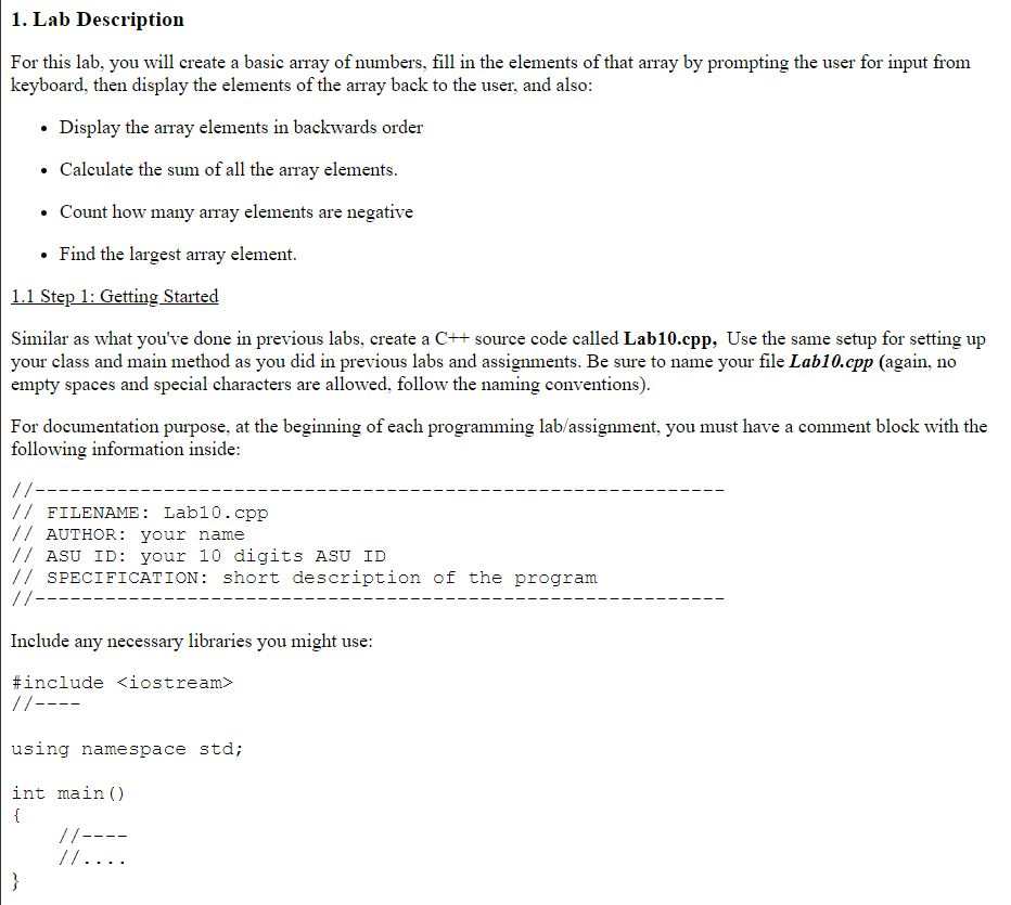 Solved 1. Lab Description For this lab, you will create a | Chegg.com