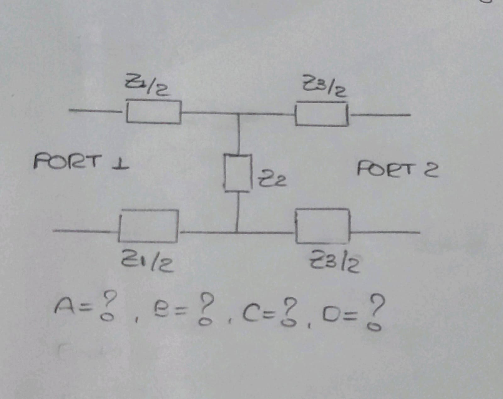 Solved Find the values of the matrix ABCD of the following | Chegg.com