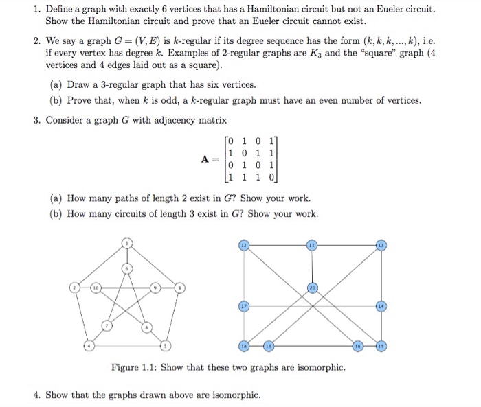 Solved 1. Define a graph with exactly 6 vertices that has a | Chegg.com
