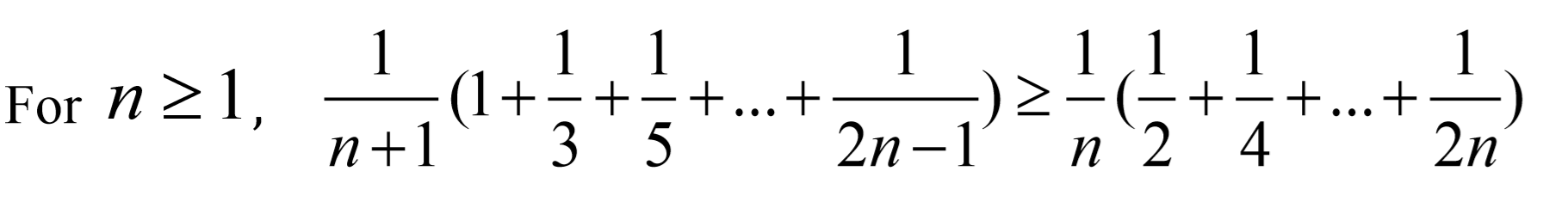 Solved 1 For n21, — (1+-+-+...+- - )2-(-+-+...+- n+1 3 5 | Chegg.com