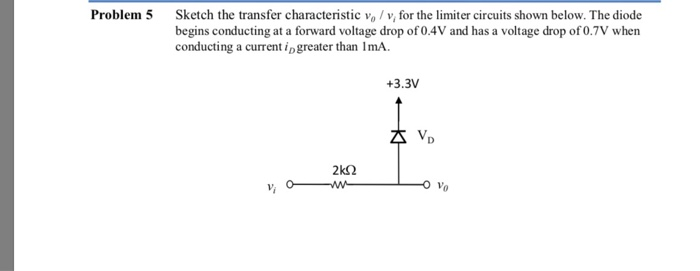 Solved Problem 5 Sketch the transfer characteristic vo v, | Chegg.com