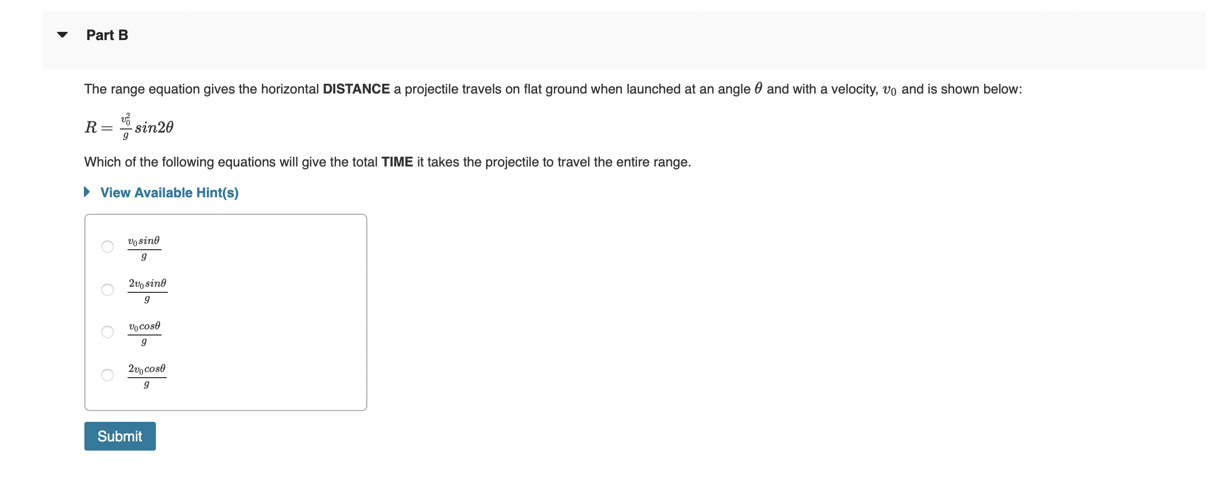 Solved Consider a projectile launched with an initial | Chegg.com
