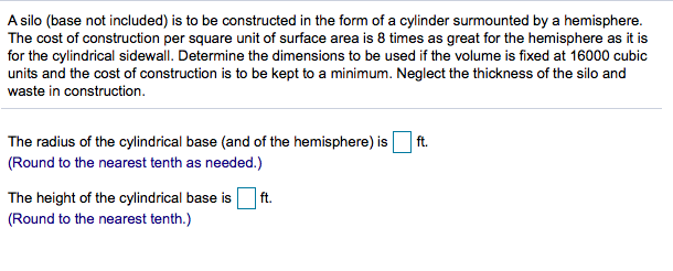 Solved A silo (base not included) is to be constructed in | Chegg.com
