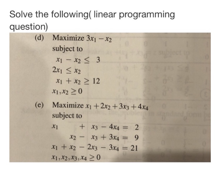 Solved Solve the following(linear programming question) (d) | Chegg.com