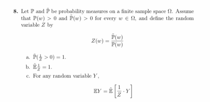Solved 8. Let P and P be probability measures on a finite | Chegg.com