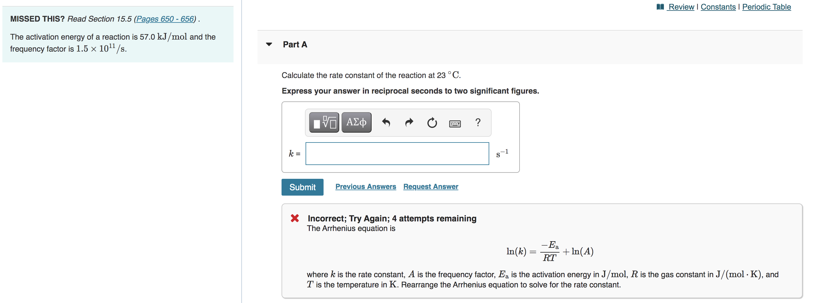 Solved Review | Constants | Periodic Table MISSED THIS? Read | Chegg.com