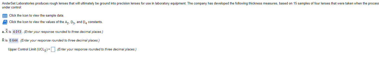 Solved under control: Click the icon to view the sample | Chegg.com