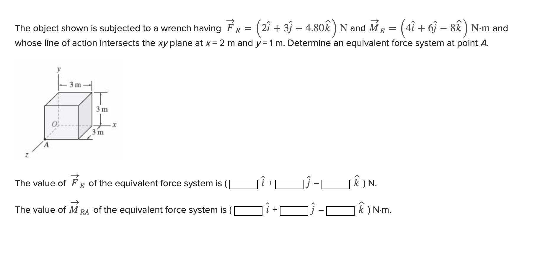 Solved The object shown is subjected to a wrench having | Chegg.com