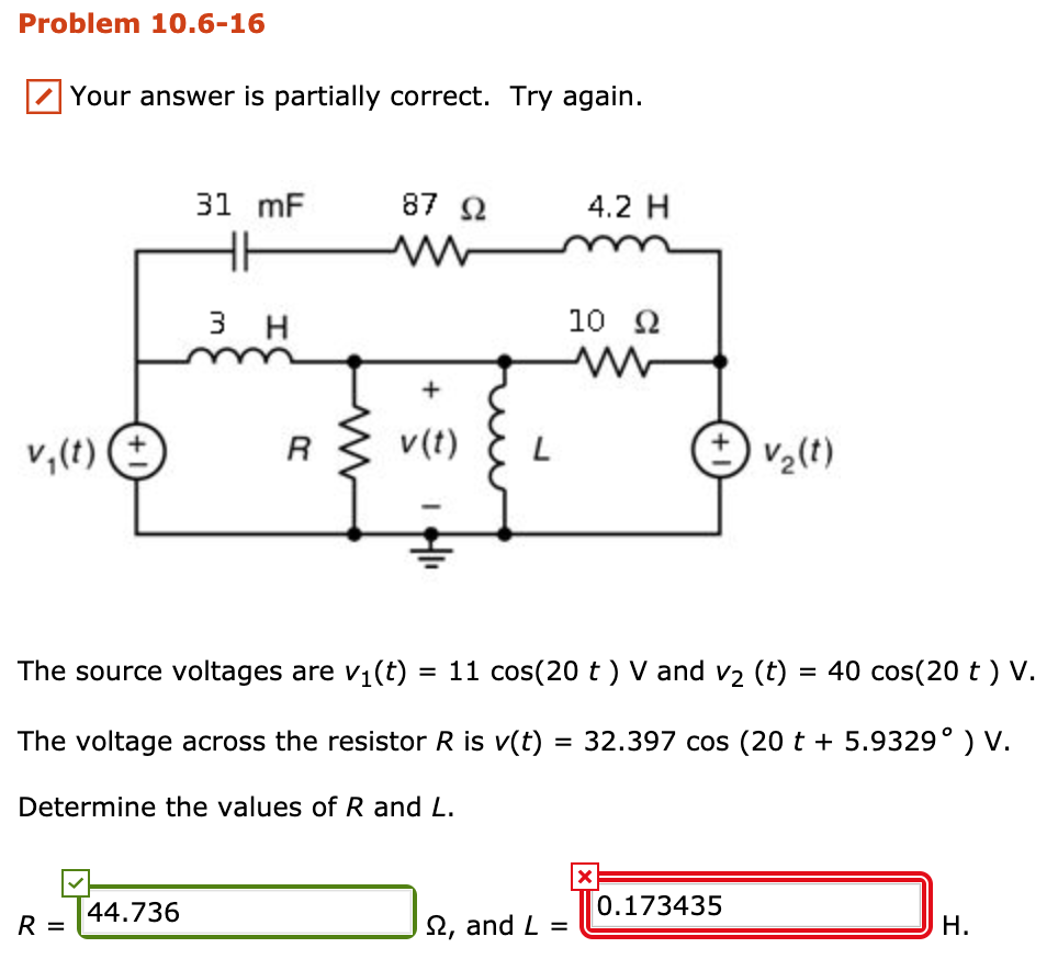 Solved Problem 10.6-16 Your answer is partially correct. Try | Chegg.com